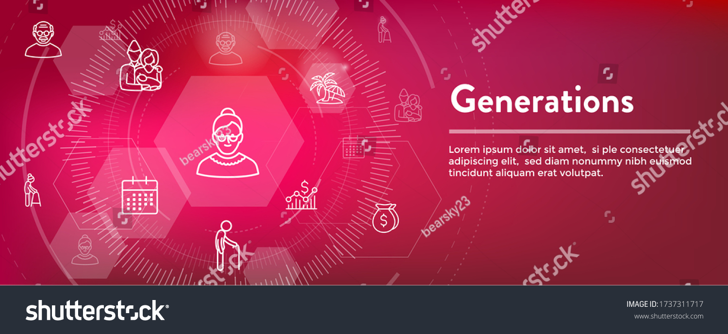 Generations Web Header Banner Icon Set Stock Vector (Royalty Free ...