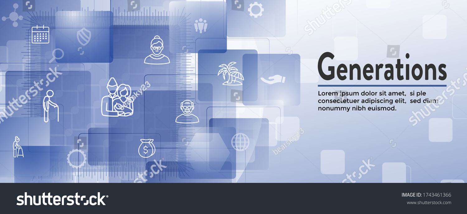Generations Web Header Banner Icon Set Stock Vector (Royalty Free ...