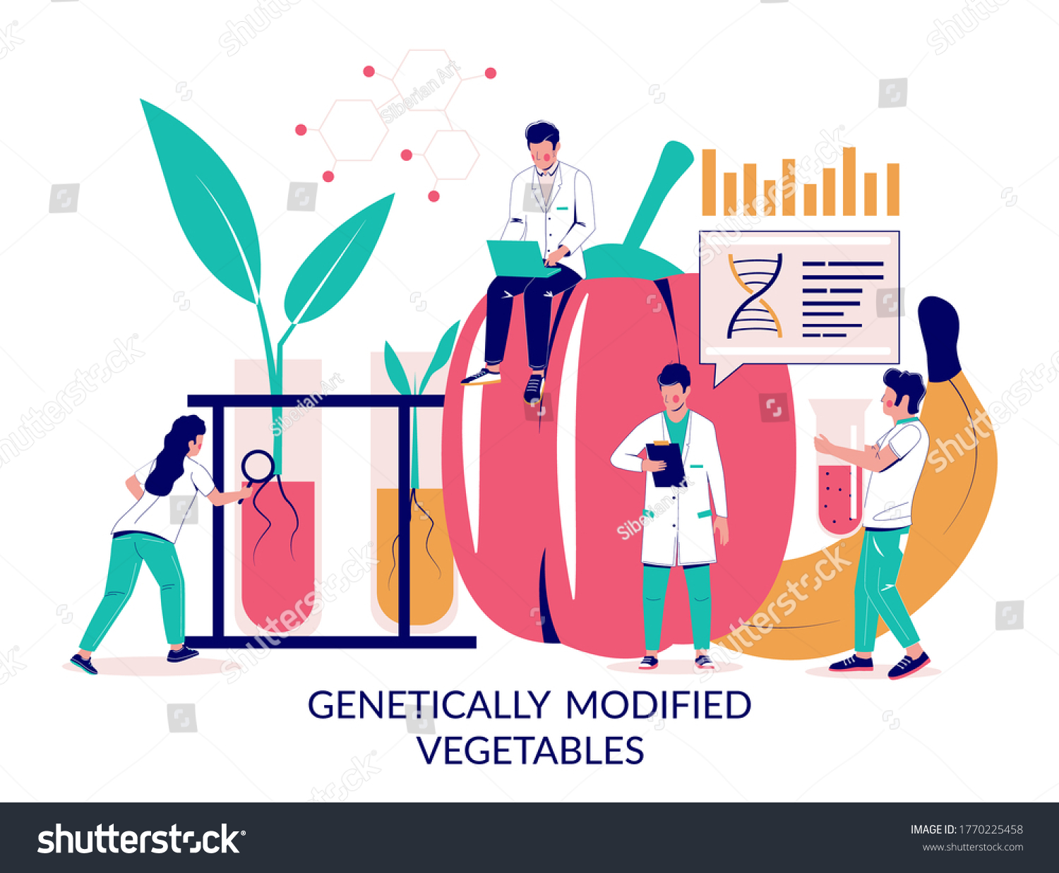 Genetically Modified Vegetables Vector Flat Illustration Stock Vector ...