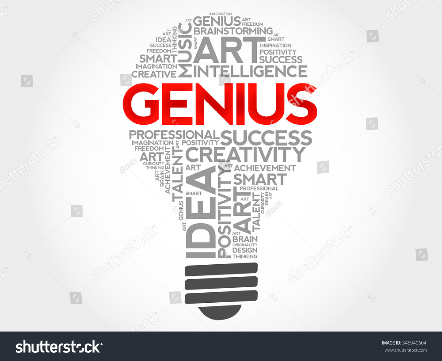 Genius Bulb Word Cloud Concept Stock Vector (Royalty Free) 345940604