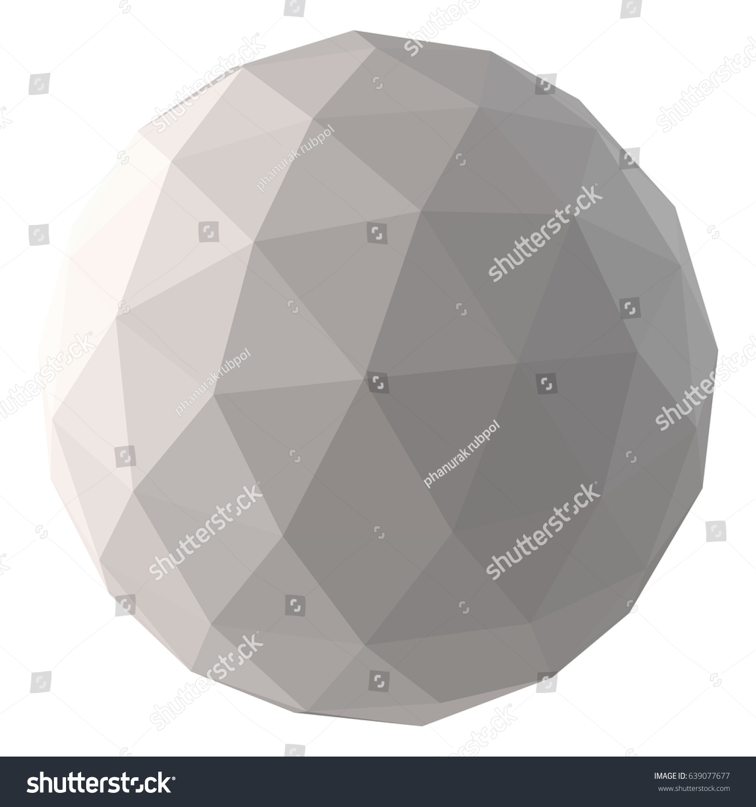 Geotriangle Sphere 3d Rendering Vectorwhite Grey Stock Vector (Royalty ...