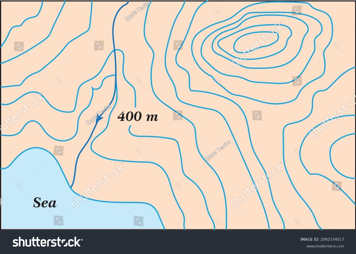 Geography Landforms Isohips Topography Map Stock Vector (Royalty Free ...
