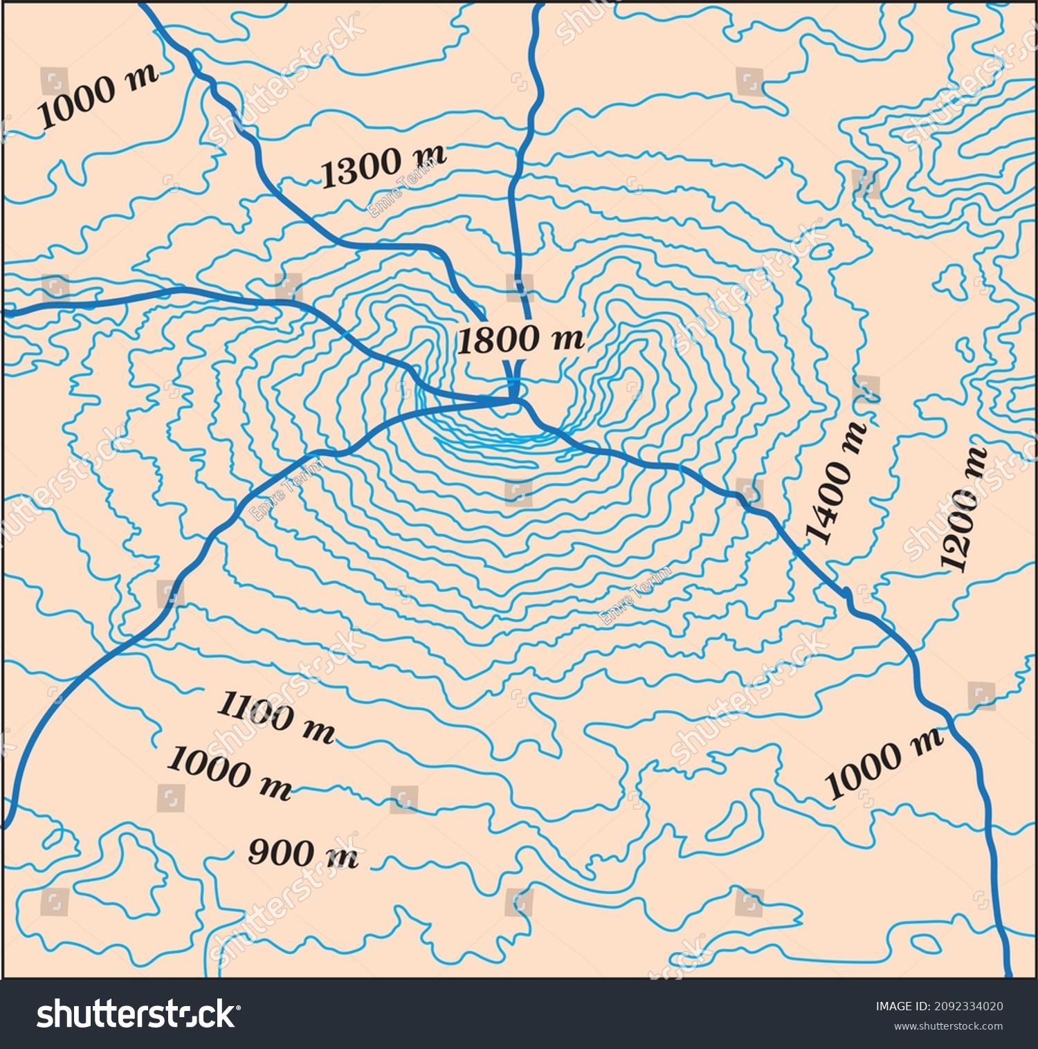 Geography Landforms Isohips Topography Map Stock Vector (Royalty Free ...