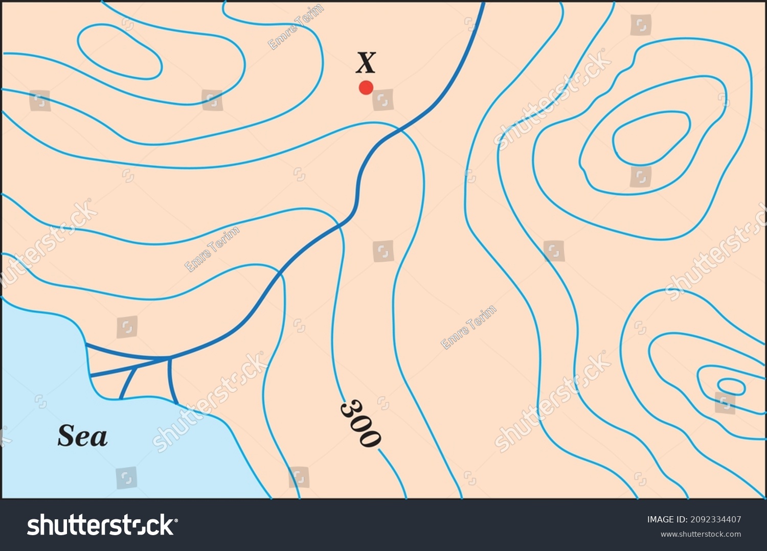 Geography Landforms Isohips Topography Map Stock Vector (Royalty Free ...