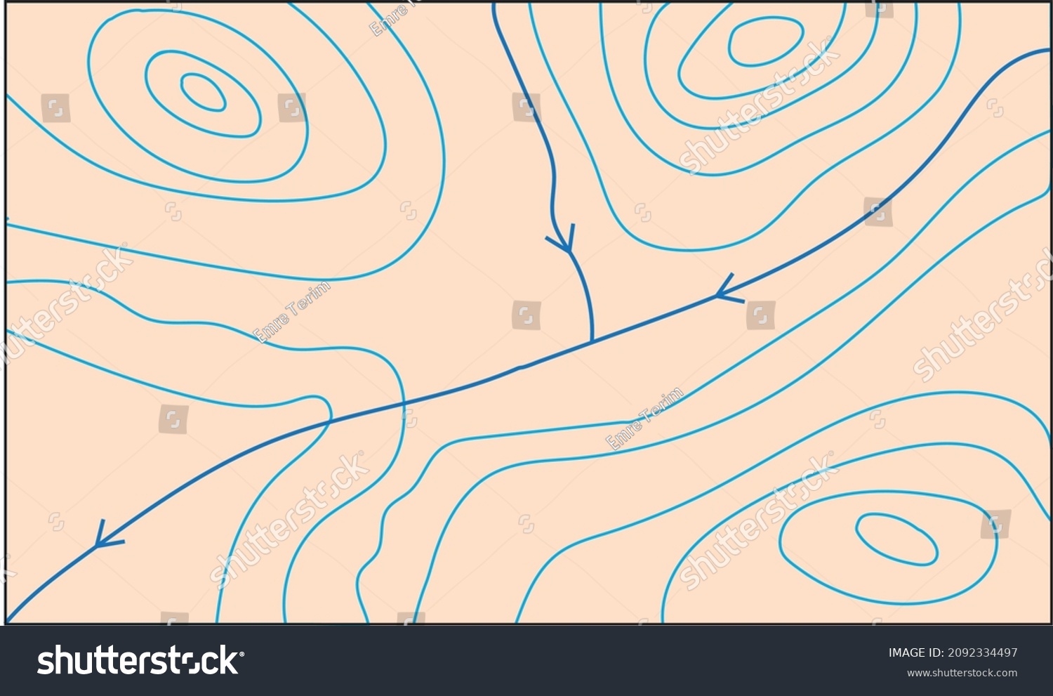 Geography Landforms Isohips Topography Map Stock Vector (Royalty Free ...