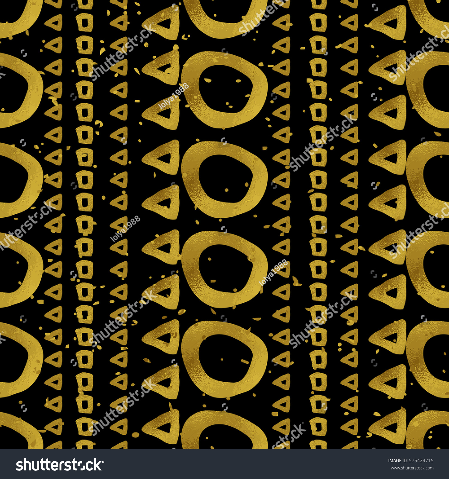Geometric Black Gold Seamless Pattern Stock Vector (Royalty Free ...