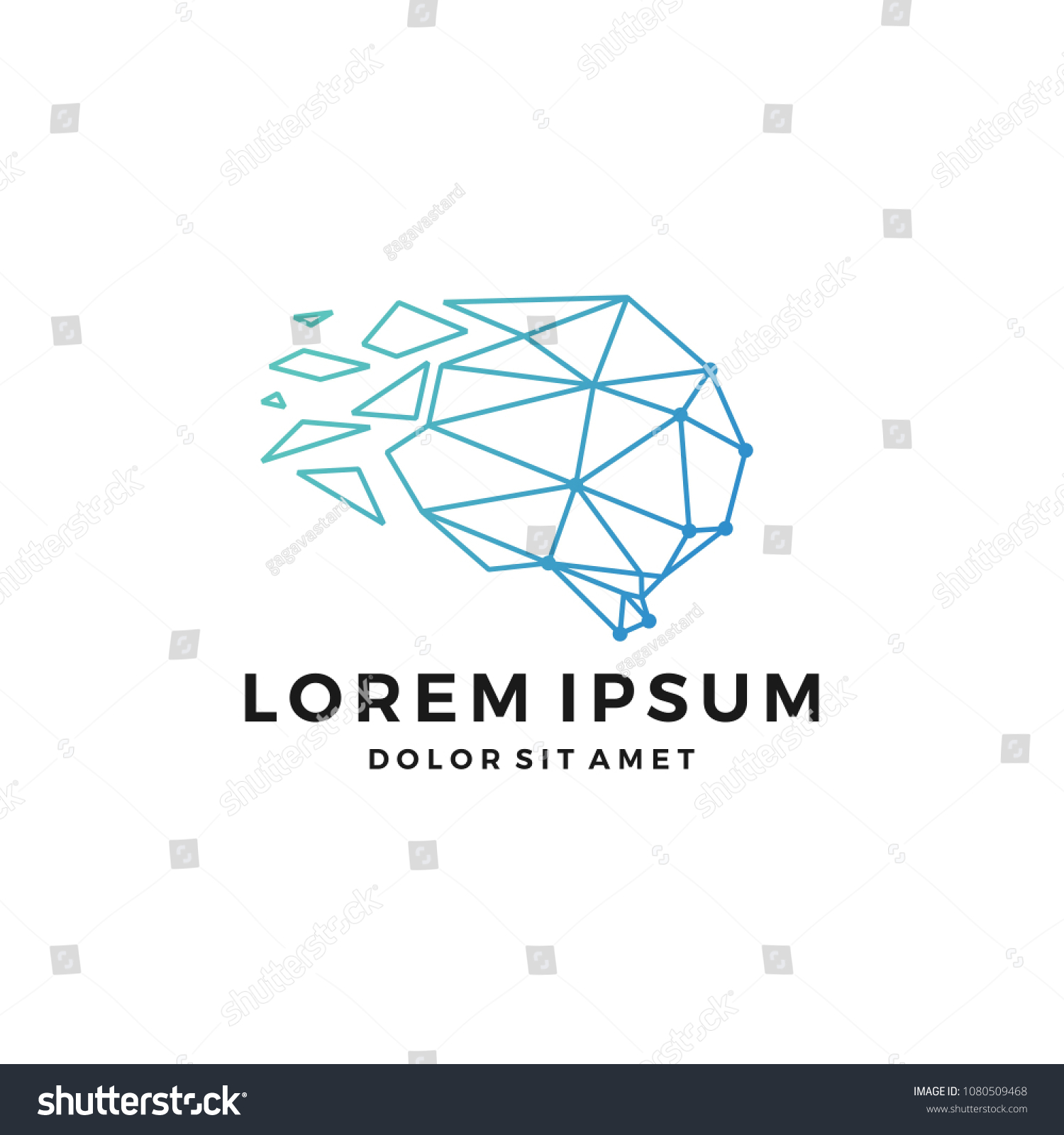 Geometric Brain Tech Logo Connection Glass Stock Vector (Royalty Free ...