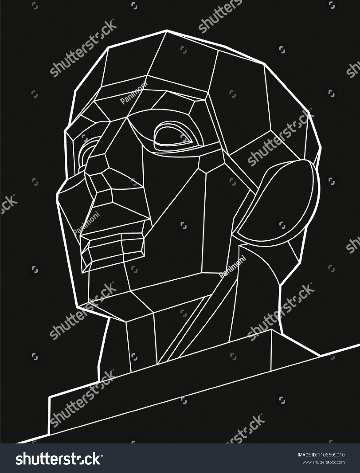 Geometric Chopped Human Head White Lines Stock Vector (Royalty Free ...