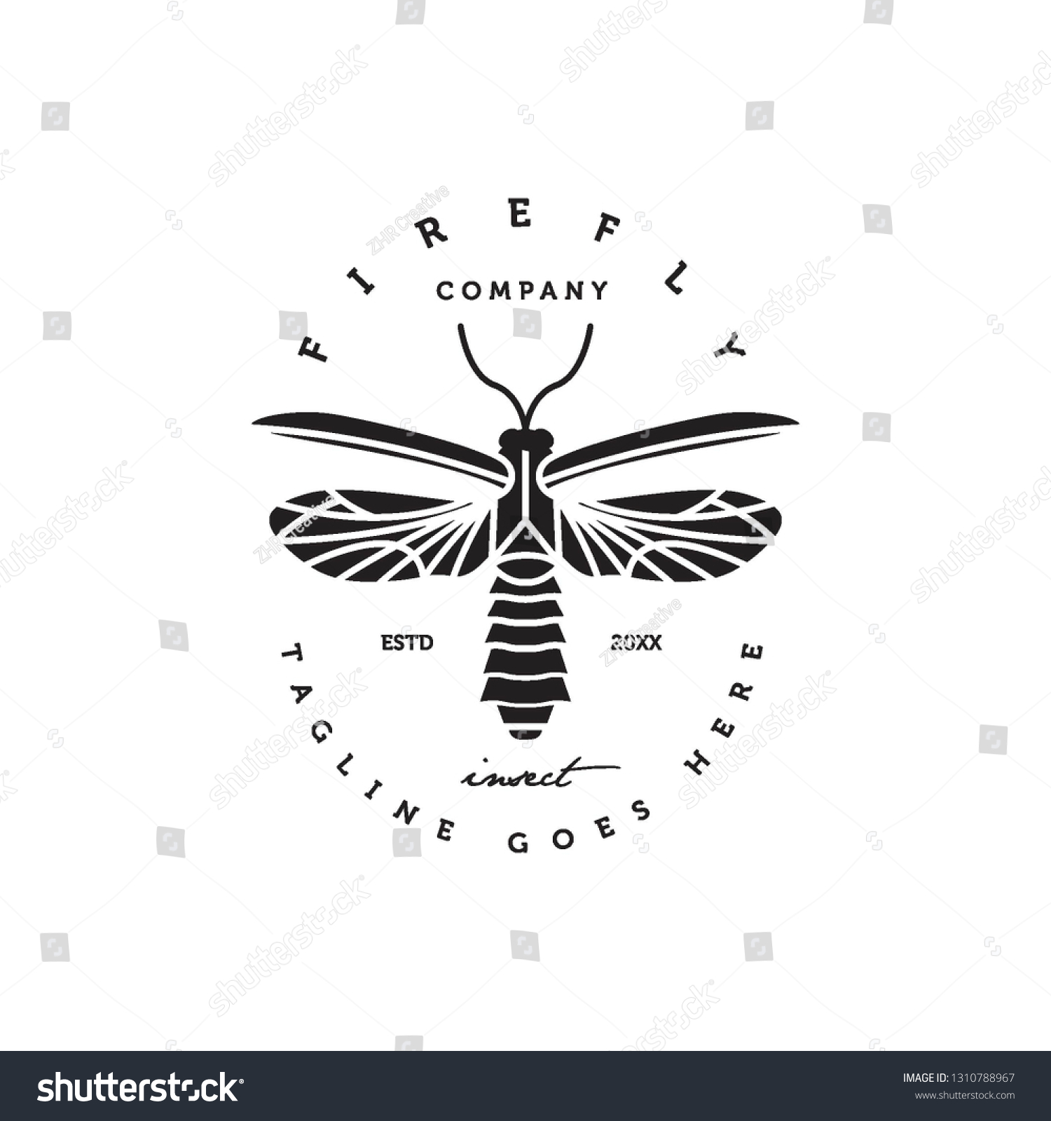 Geometric Firefly Insect Logo Icon Vector: vector de stock (libre de ...