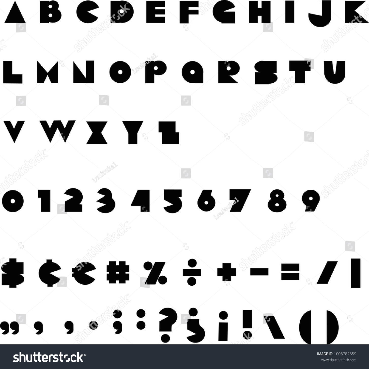Geometric Font Vector Alphabet Numbers Punctuation Stock Vector ...
