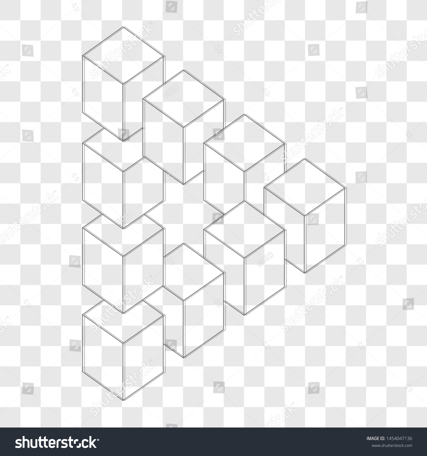 Geometric Impossible Cubes On Transparent Background Stock Vector ...