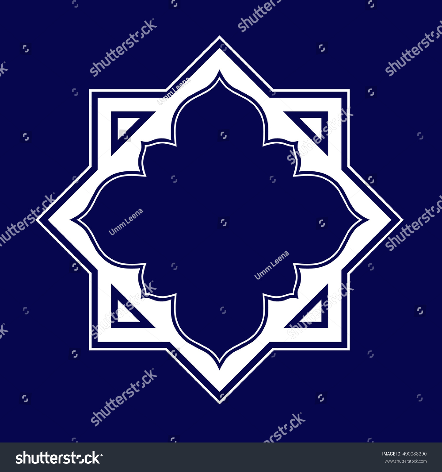 Geometric Islamic Pattern Arabesque Blue White Stock Vector (Royalty ...
