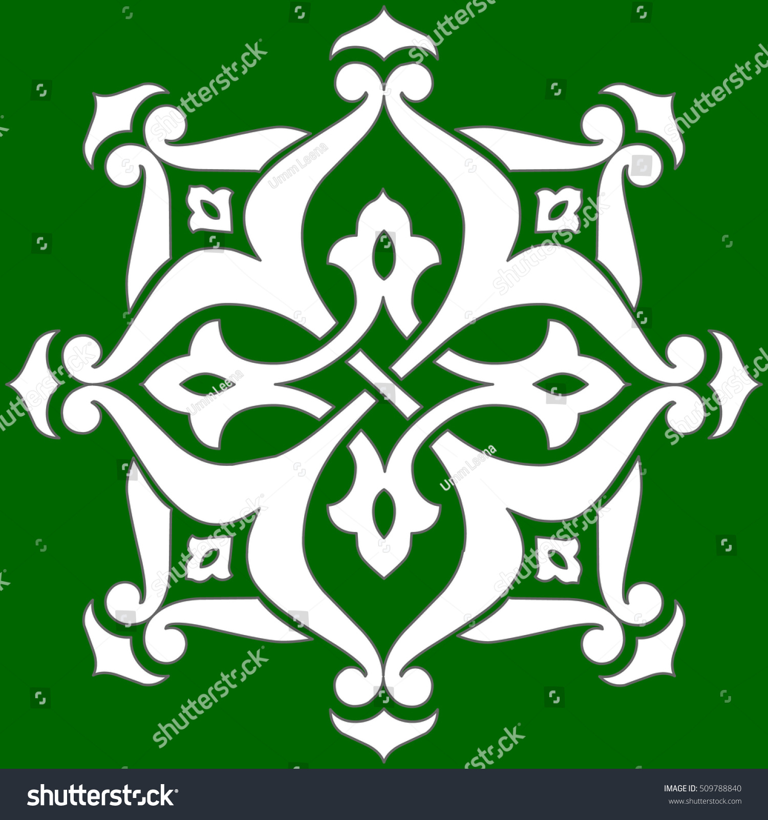 Geometric Islamic Pattern Arabesque Green White Stock Vector (Royalty ...