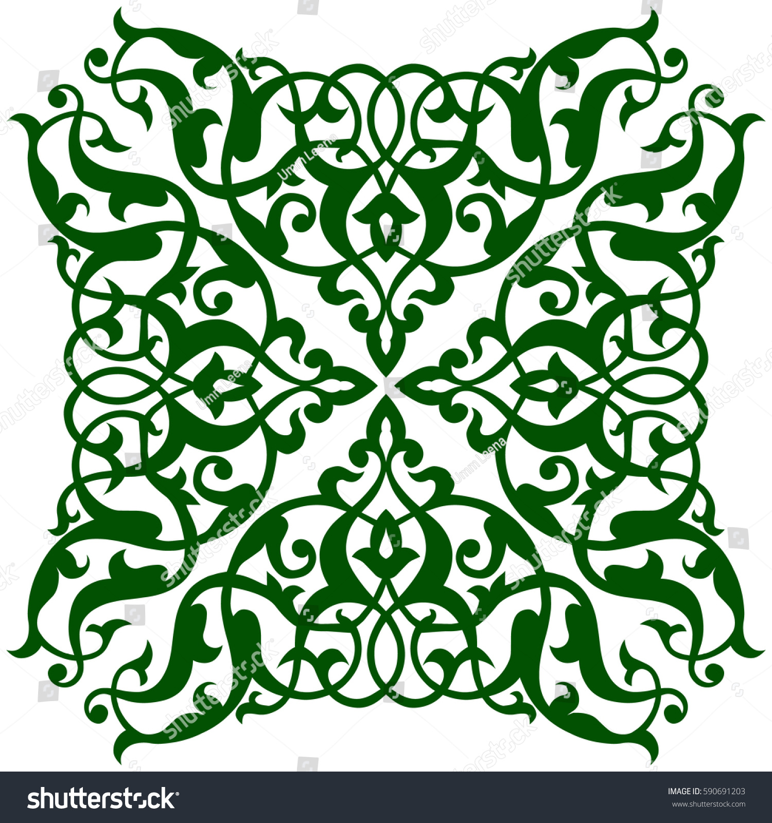 Geometric Islamic Pattern Arabesque Green White Stock Vector (Royalty ...