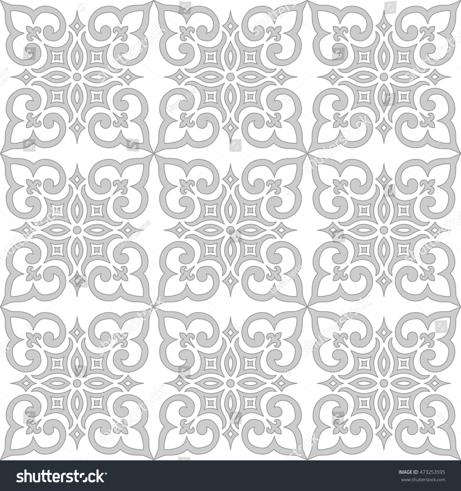 Geometric Islamic Pattern Arabesque Grey White Stock Vector (Royalty ...