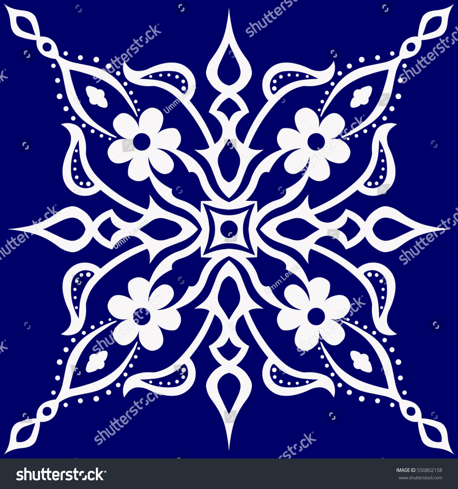 Geometric Islamic Tile Pattern Arabesque Blue Stock Vector (Royalty ...