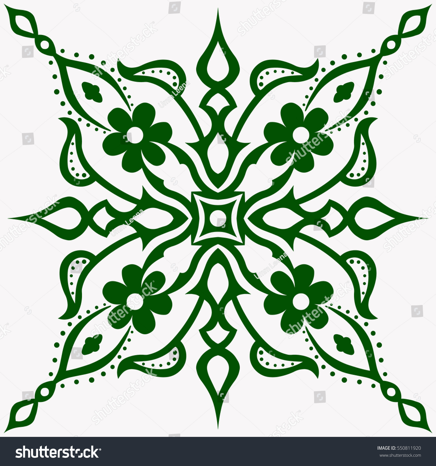 Geometric Islamic Tile Pattern Arabesque Green Stock Vector (Royalty ...