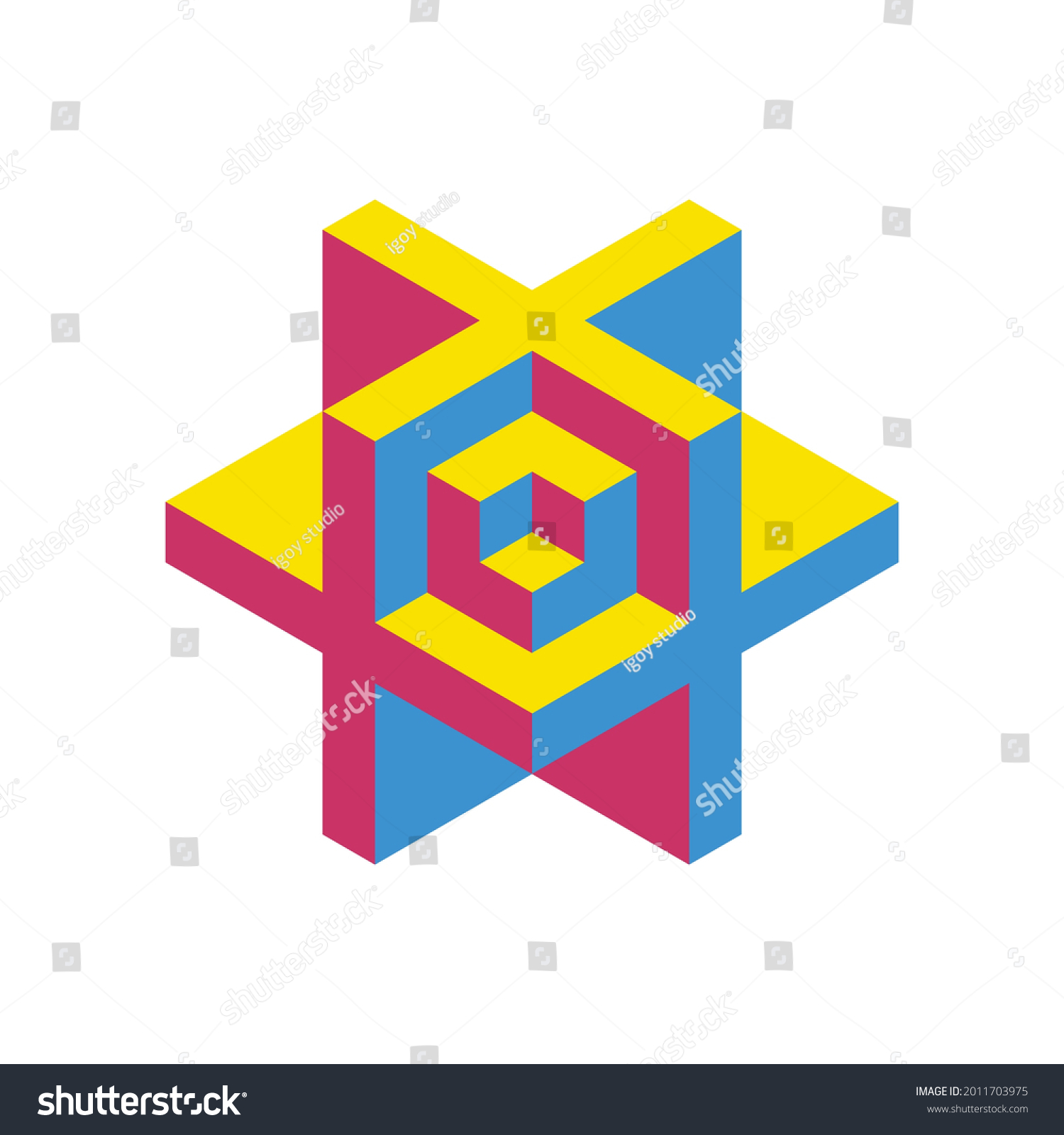 Geometric Isometric Optical Illusion Vector Illustration Stock Vector ...