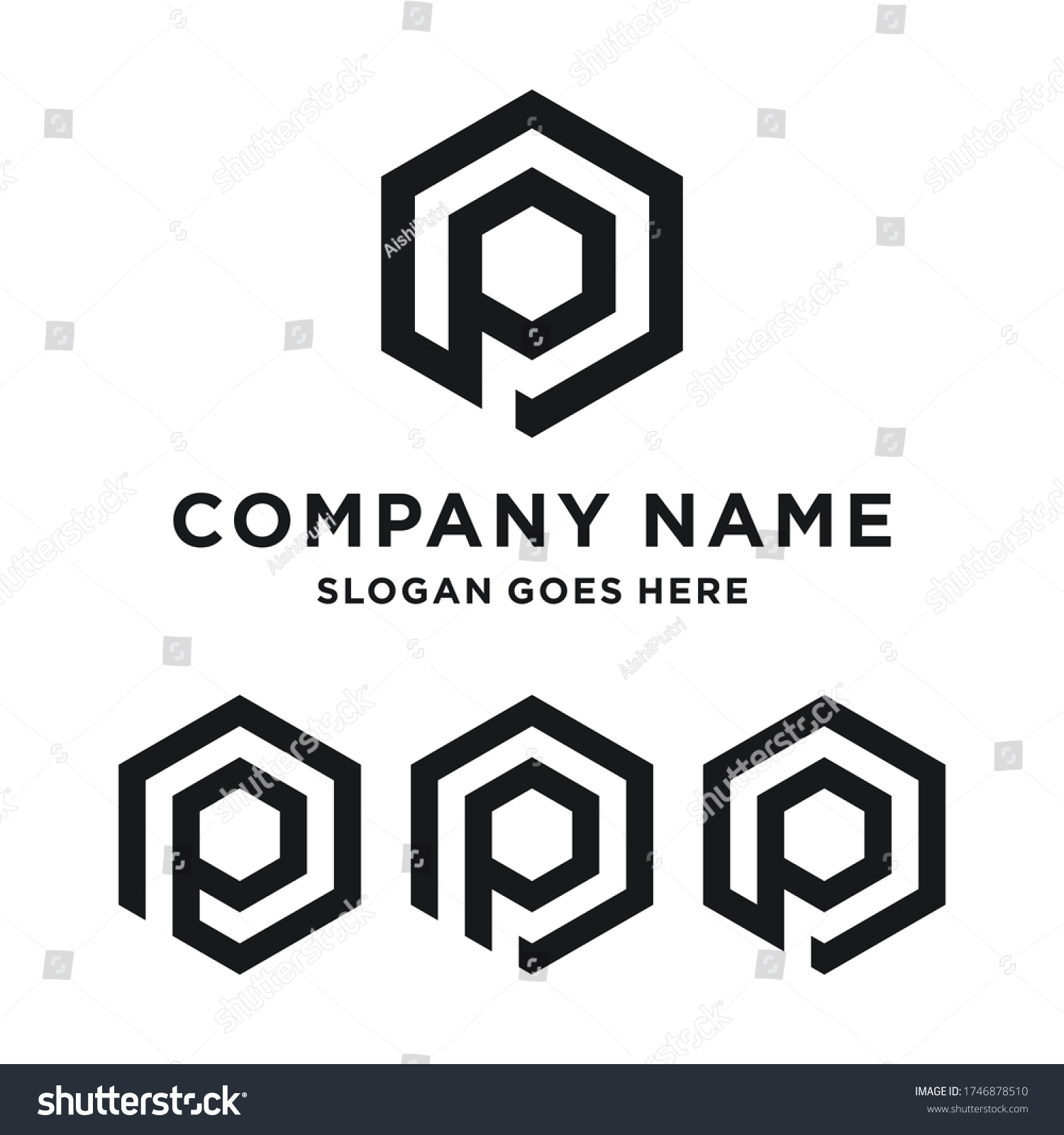 Geometric Letter P Logo Template Design Stock Vector (Royalty Free ...