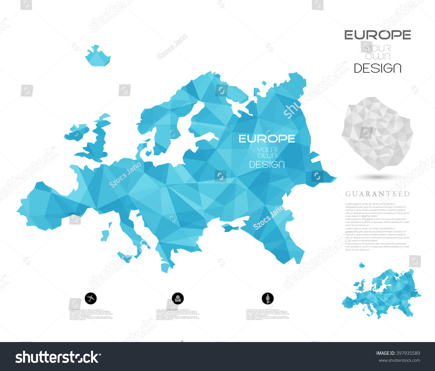 Geometric Map Design Europe Stock Vector (Royalty Free) 397935589