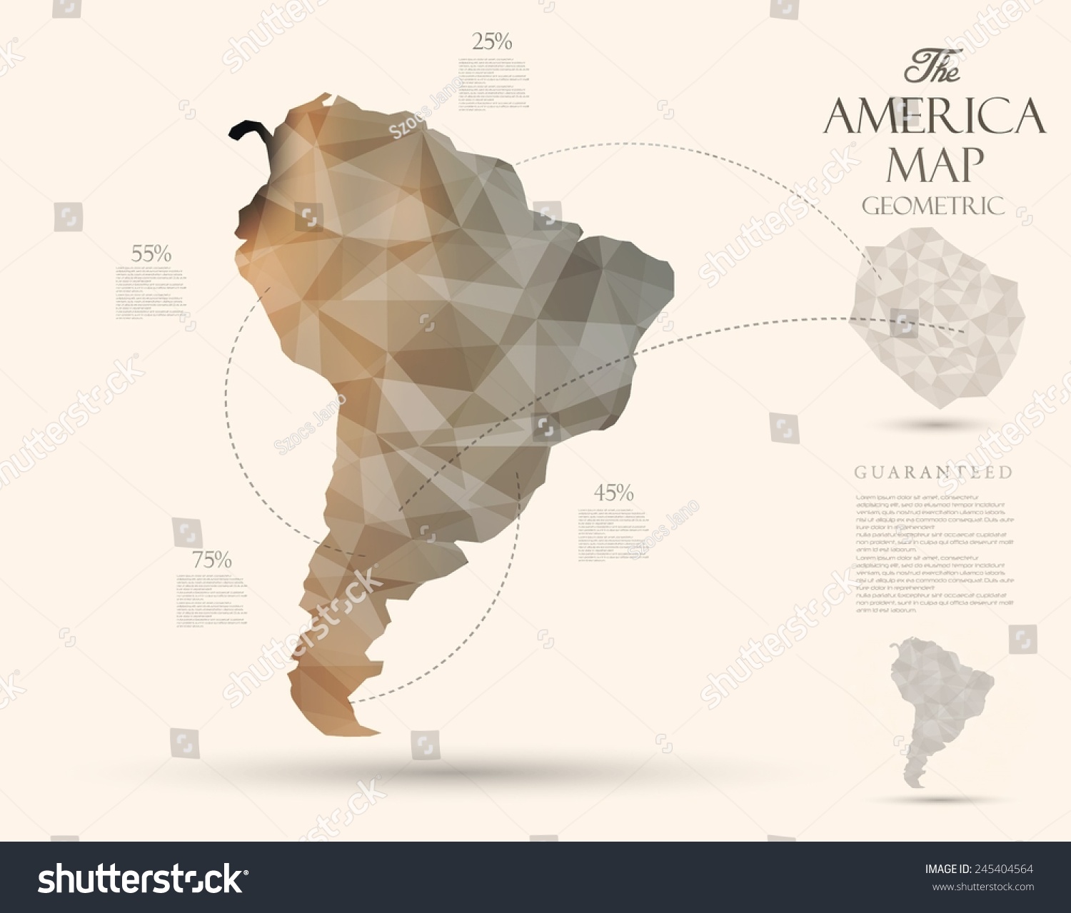 Geometric Map Elementscontinents3dgeometricamerica Stock Vector ...