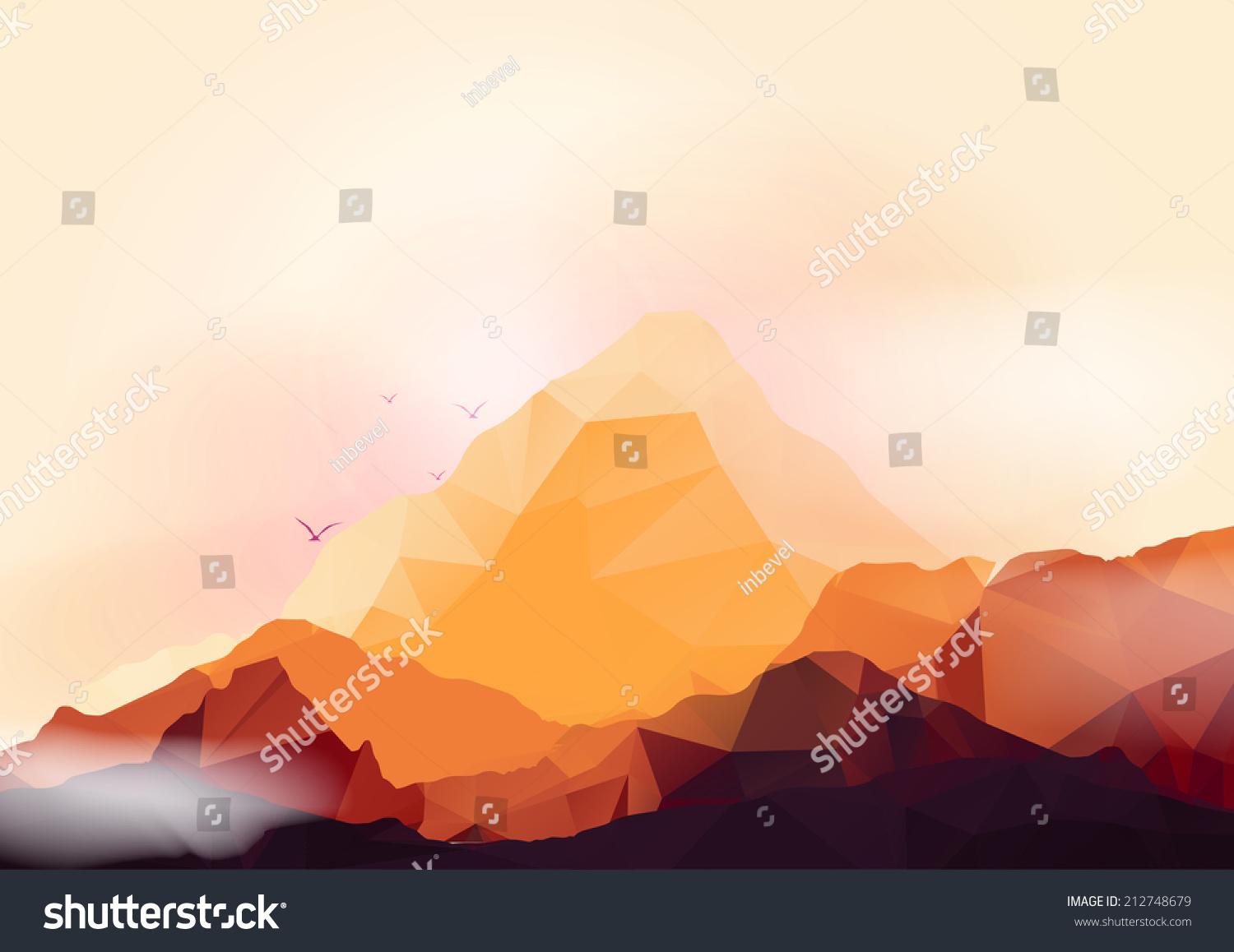 Geometric Mountain Sunset Background Vector Illustration Stock Vector ...