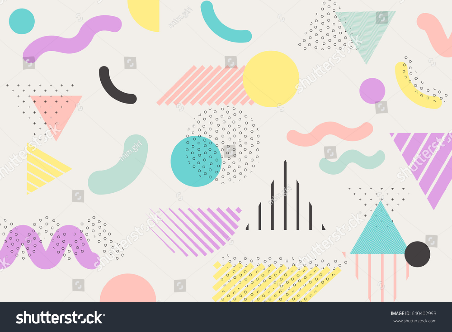 Geometric Pattern Memphis Style Background Shapes Stock Vector (Royalty ...