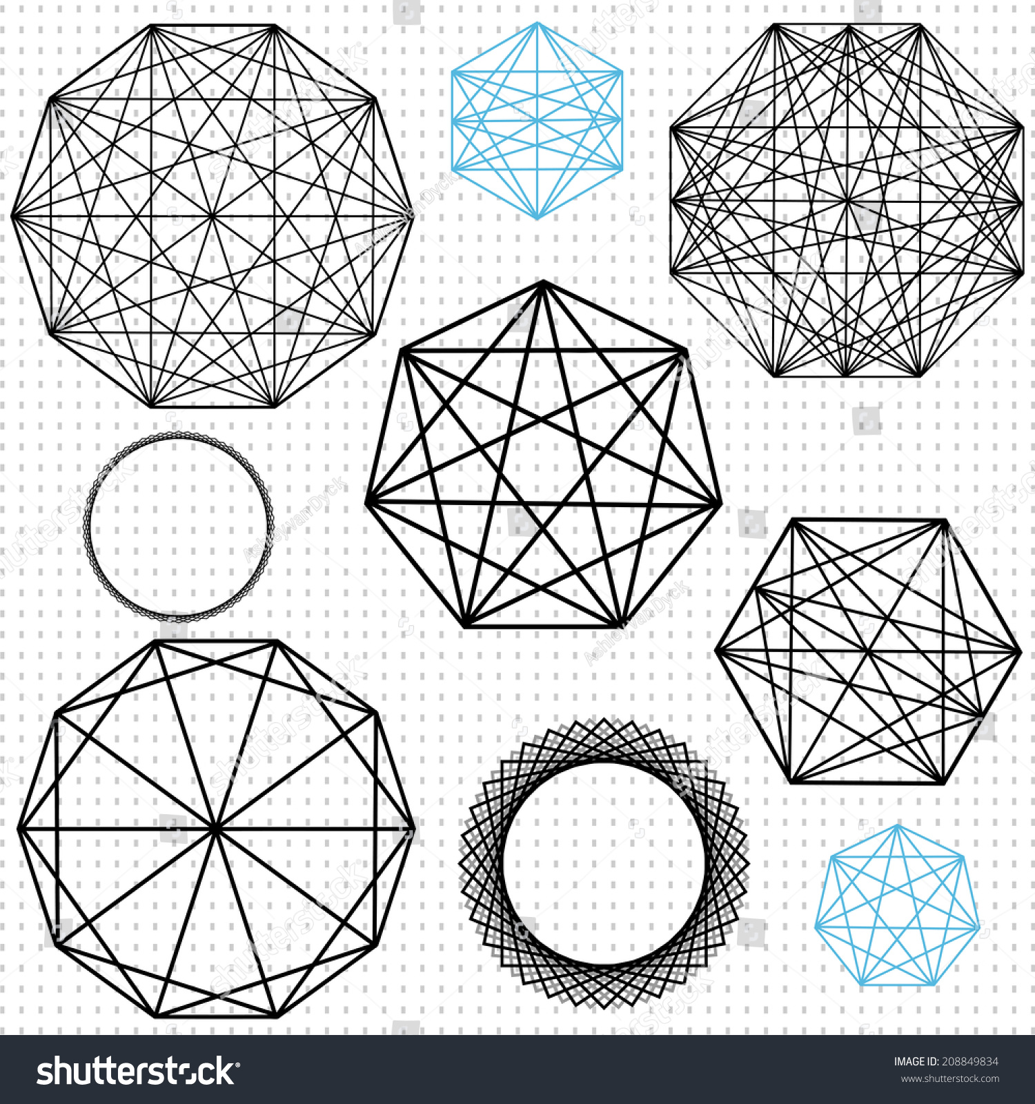 Geometric Polygon Designs Interesecting Lines Stock Vector 208849834 ...