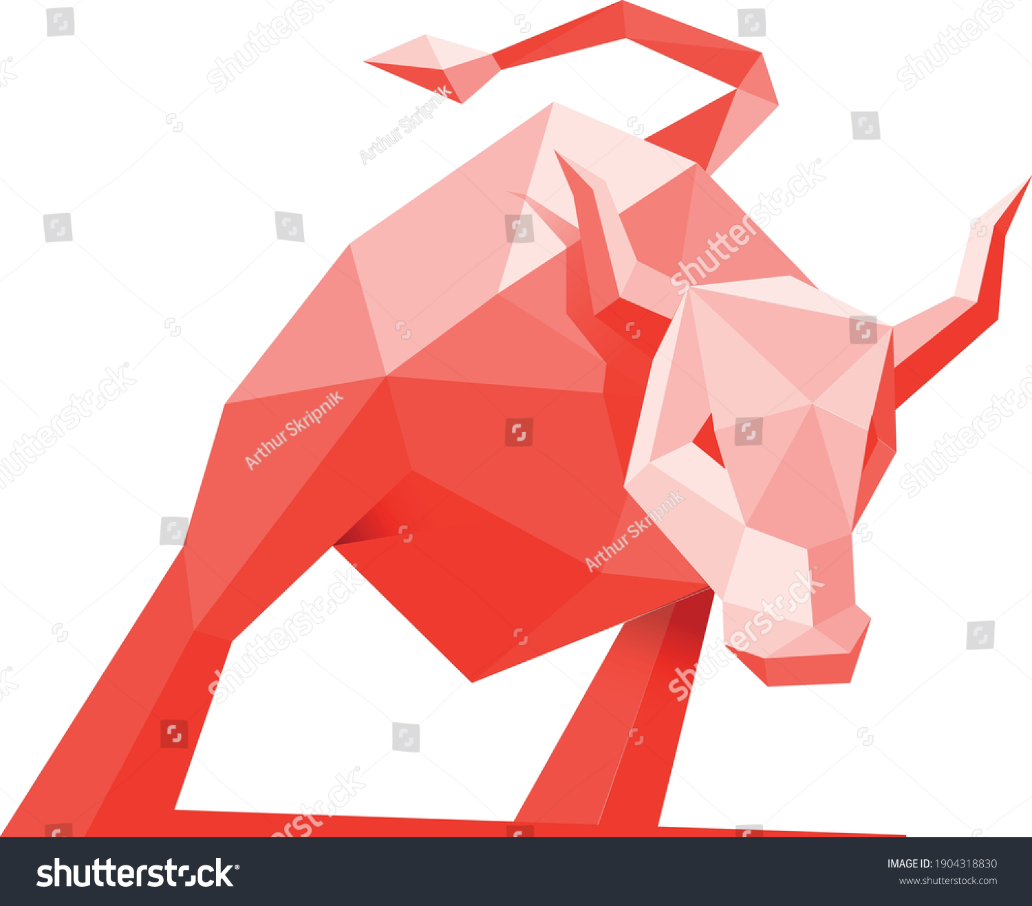 Vector de logotipo geométrico rojo toro: vector de stock (libre de ...
