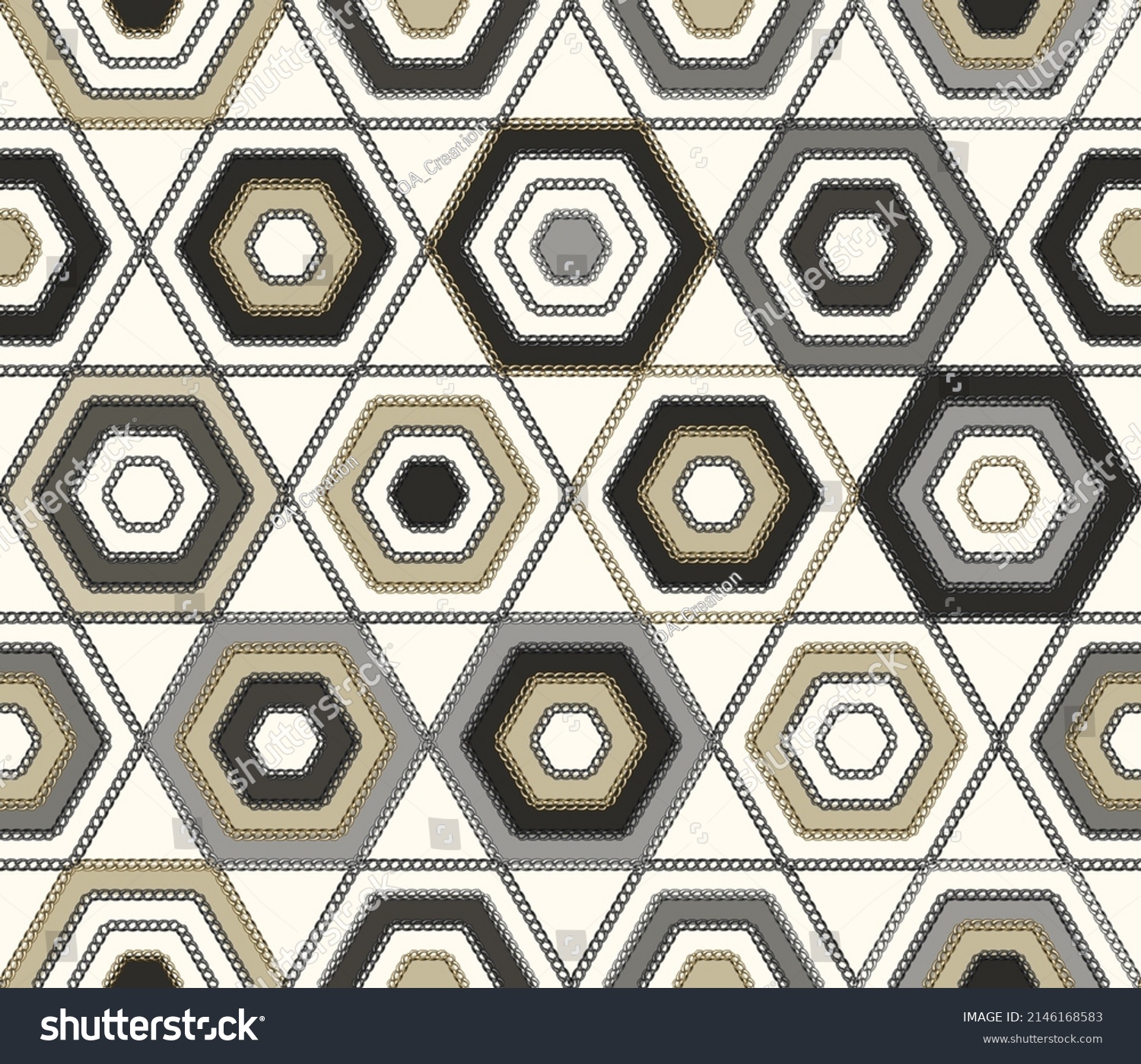 Geometric Seamless Pattern Metallic Realistic Chains Stock Vector ...