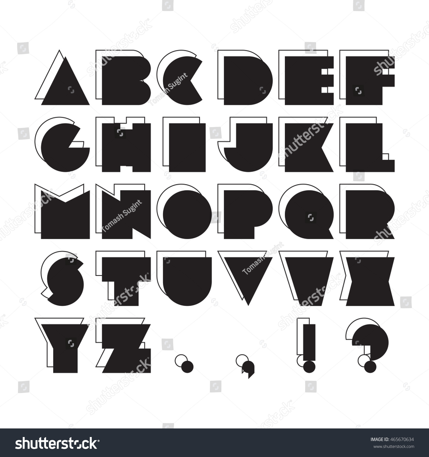 Geometric Shapes Alphabet: เวกเตอร์สต็อก (ปลอดค่าลิขสิทธิ์) 465670634