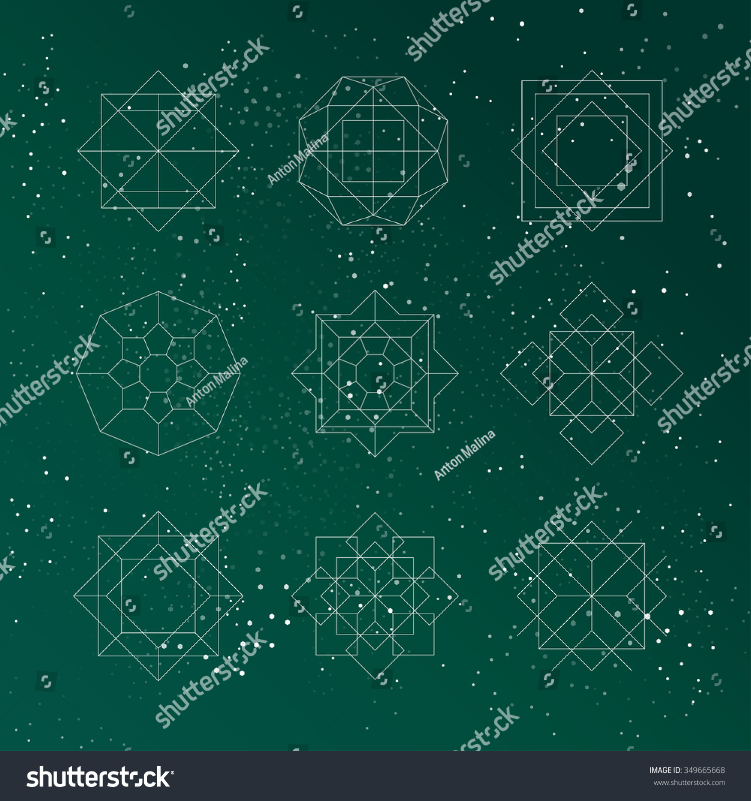 Geometric Shapes Green Background Stock Vector (Royalty Free) 349665668 ...