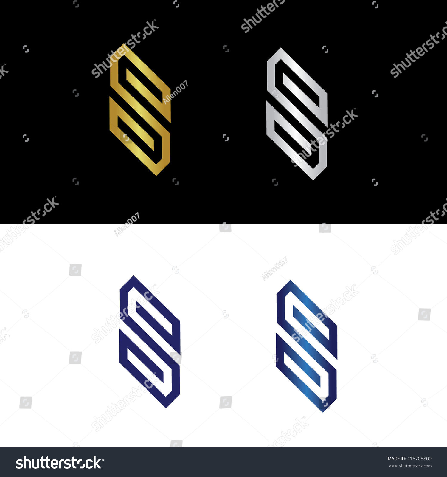 Geometric Sheared Letter S Logo Design Stock Vector (Royalty Free ...