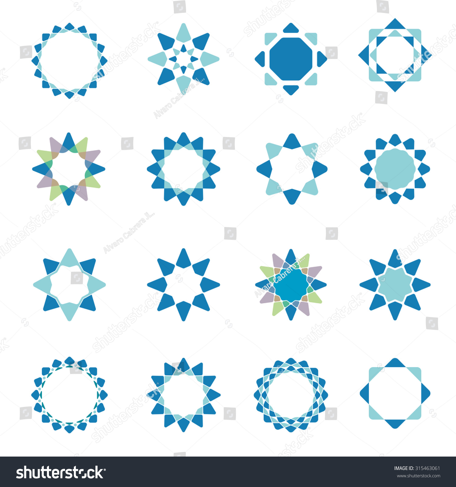 Geometric Star Vector Logo Template Set Stock Vector (Royalty Free ...