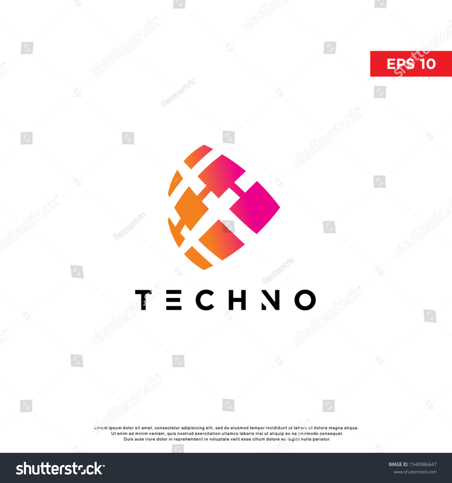 Geometric Tech Logo Modern Icon Template Stock Vector (Royalty Free ...