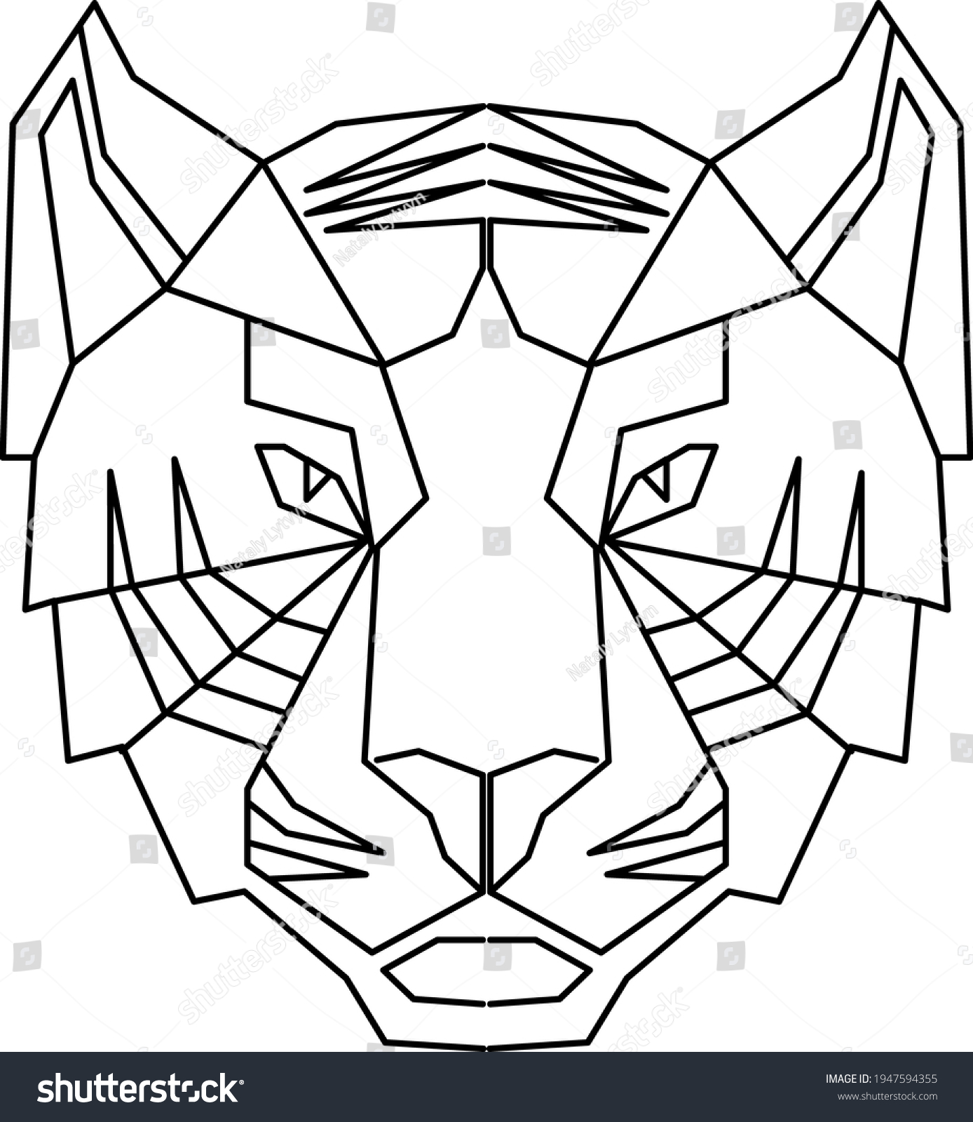 Geometric Tiger Face Line Art Vector Stock Vector (Royalty Free ...