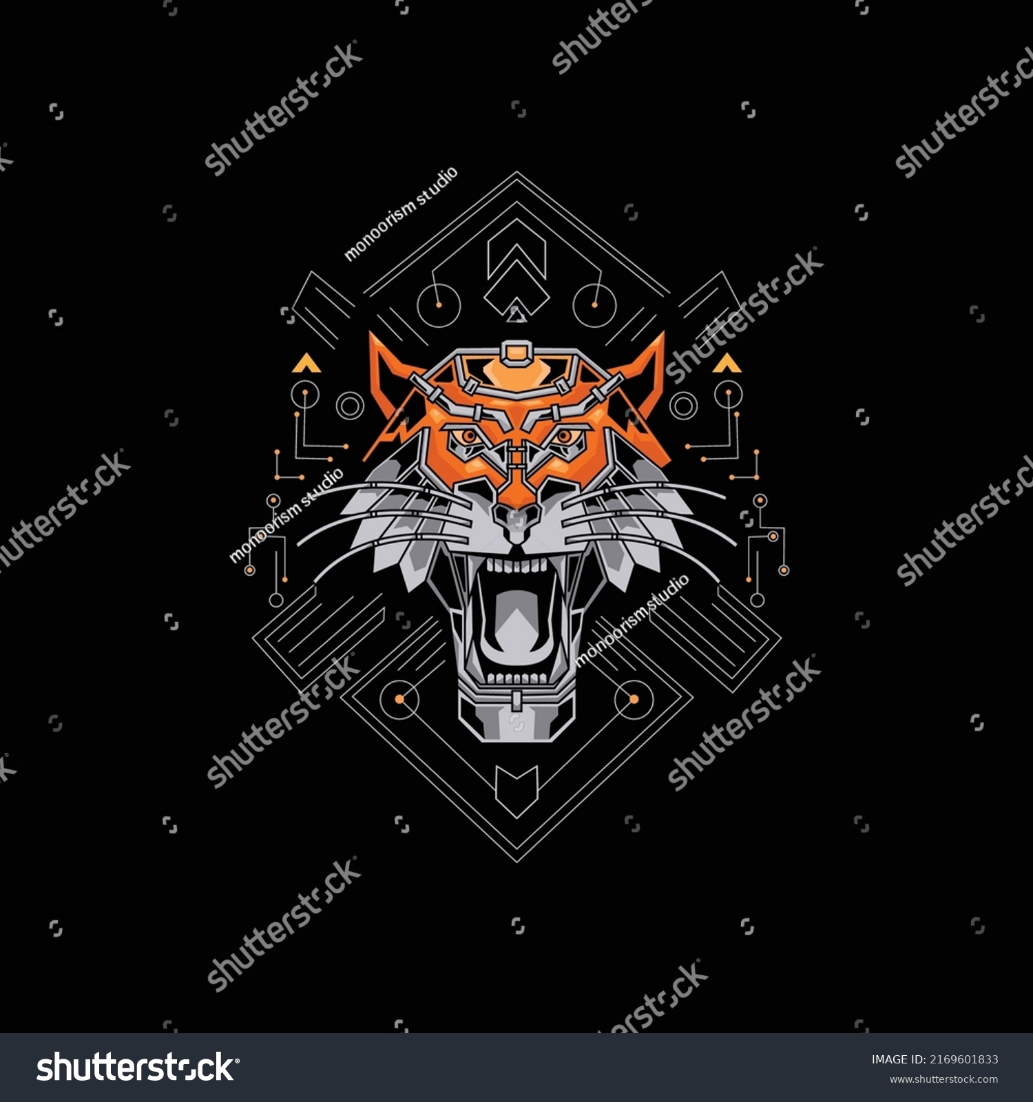 Geometric Tiger Head Vector Logo Stock Vector (Royalty Free) 2169601833 ...