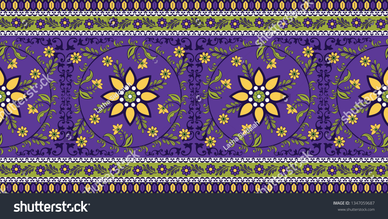 Geometrical Floral Border Vector Stock Vector (Royalty Free) 1347059687 ...
