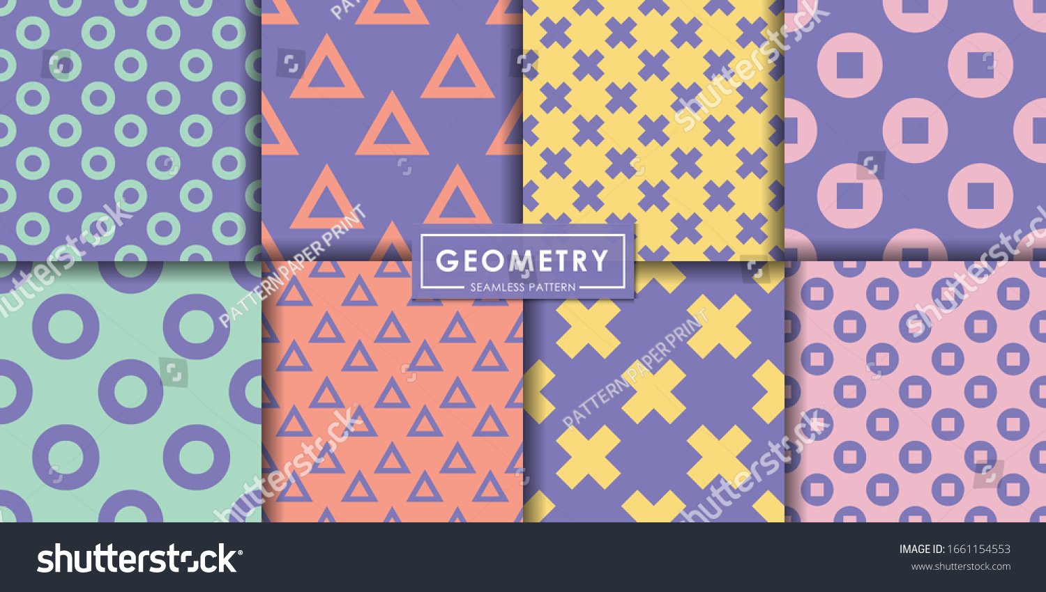 Geometry Pastel Seamless Pattern Set Abstract Stock Vector (Royalty ...