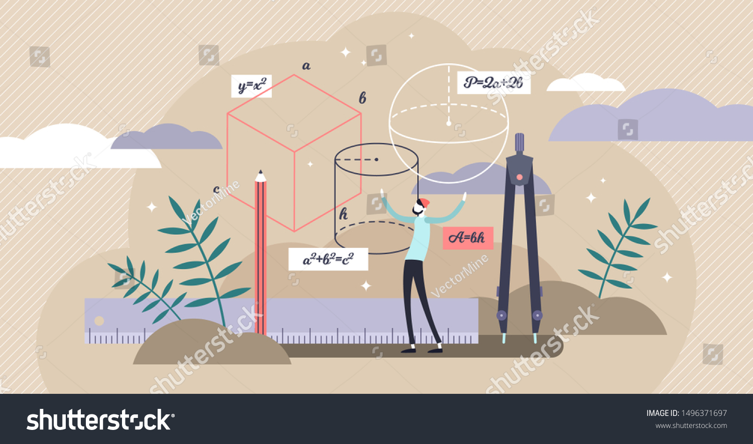 Geometry Vector Illustration Flat Tiny Mathematics Stock Vector ...