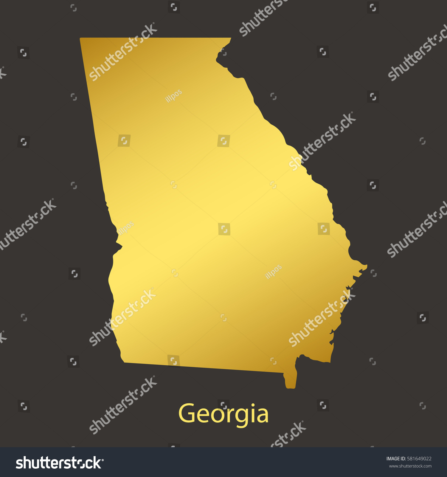 Georgia Mapborder Golden Gradient Vector Illustration: เวกเตอร์สต็อก ...