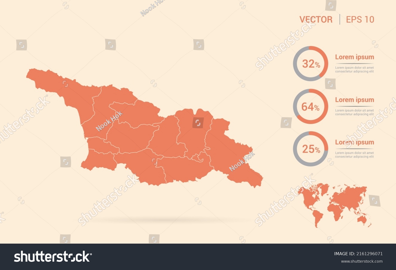 Georgia Map Orange Abstract Infographic Vector Stock Vector (Royalty ...