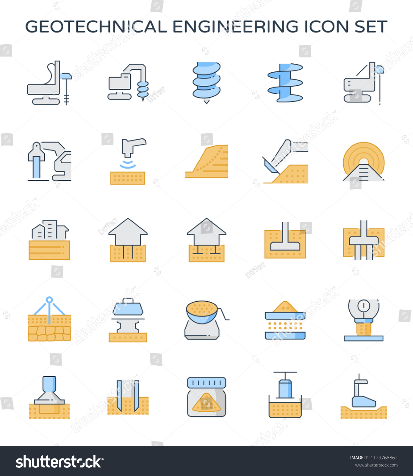 Geotechnical Engineering Soil Testing Icon Set: เวกเตอร์สต็อก (ปลอดค่า ...