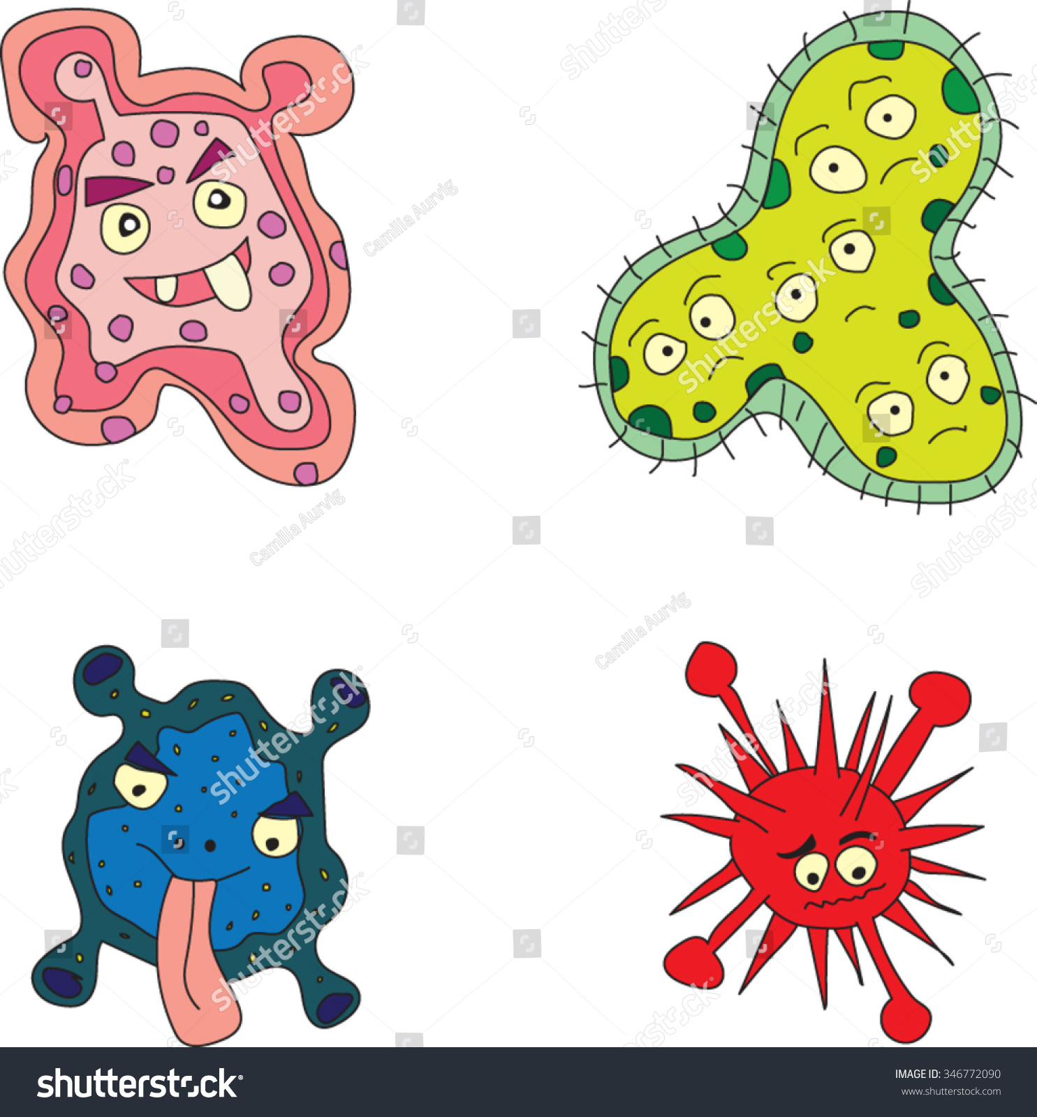 Germ Monster Cartoons Stock Vector (Royalty Free) 346772090