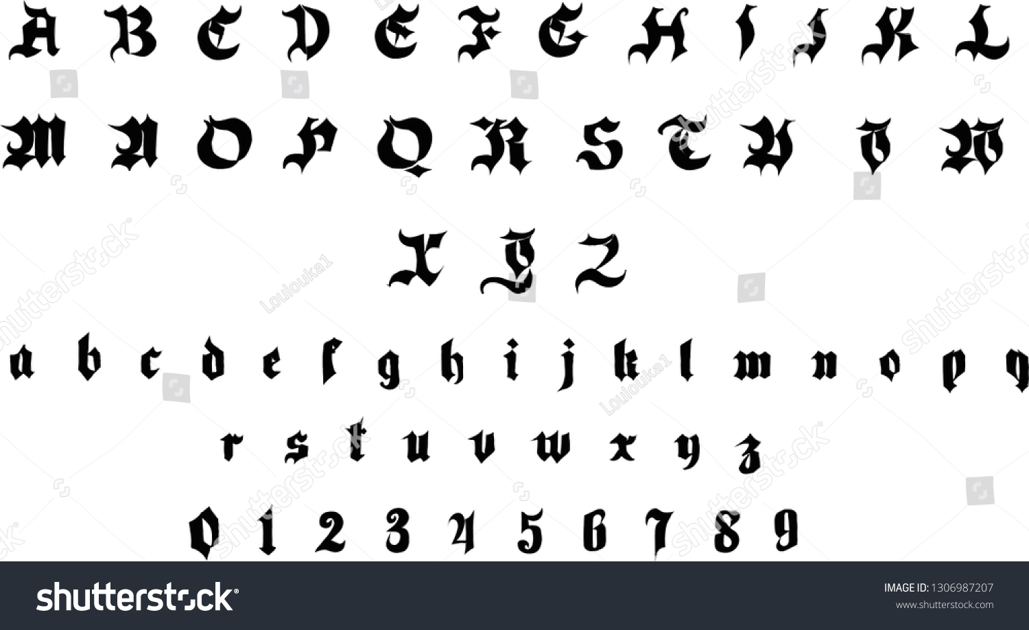 German Gothic Font Stylized Vector Alphabet: เวกเตอร์สต็อก (ปลอดค่า ...