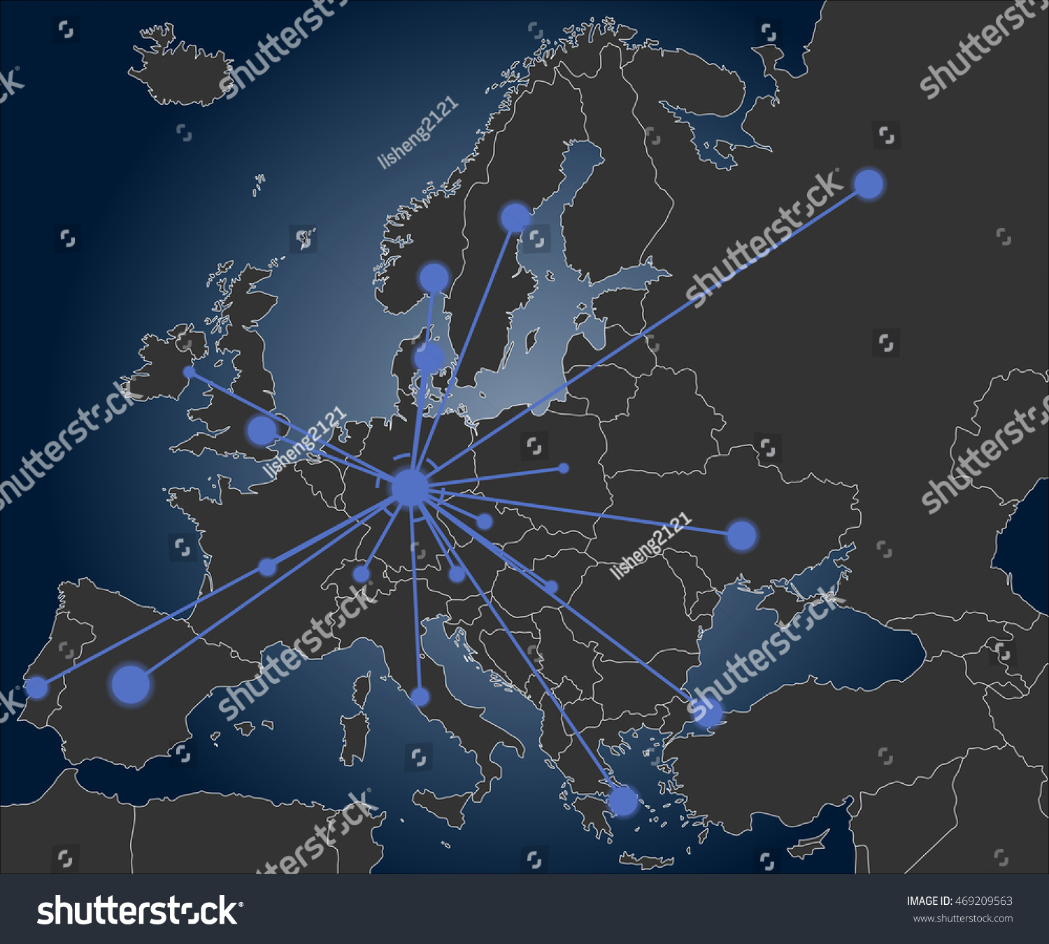 Germanycentered Europe Map: vector de stock (libre de regalías) 469209563