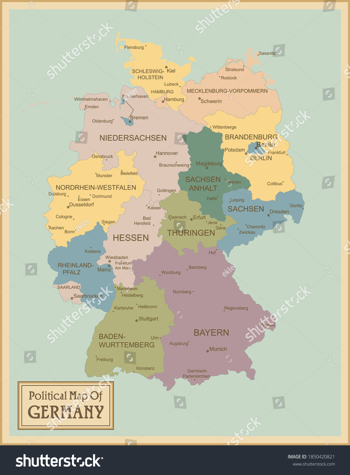Germanyhighly Detailed Map Elements Separated Editable Stock Vector ...