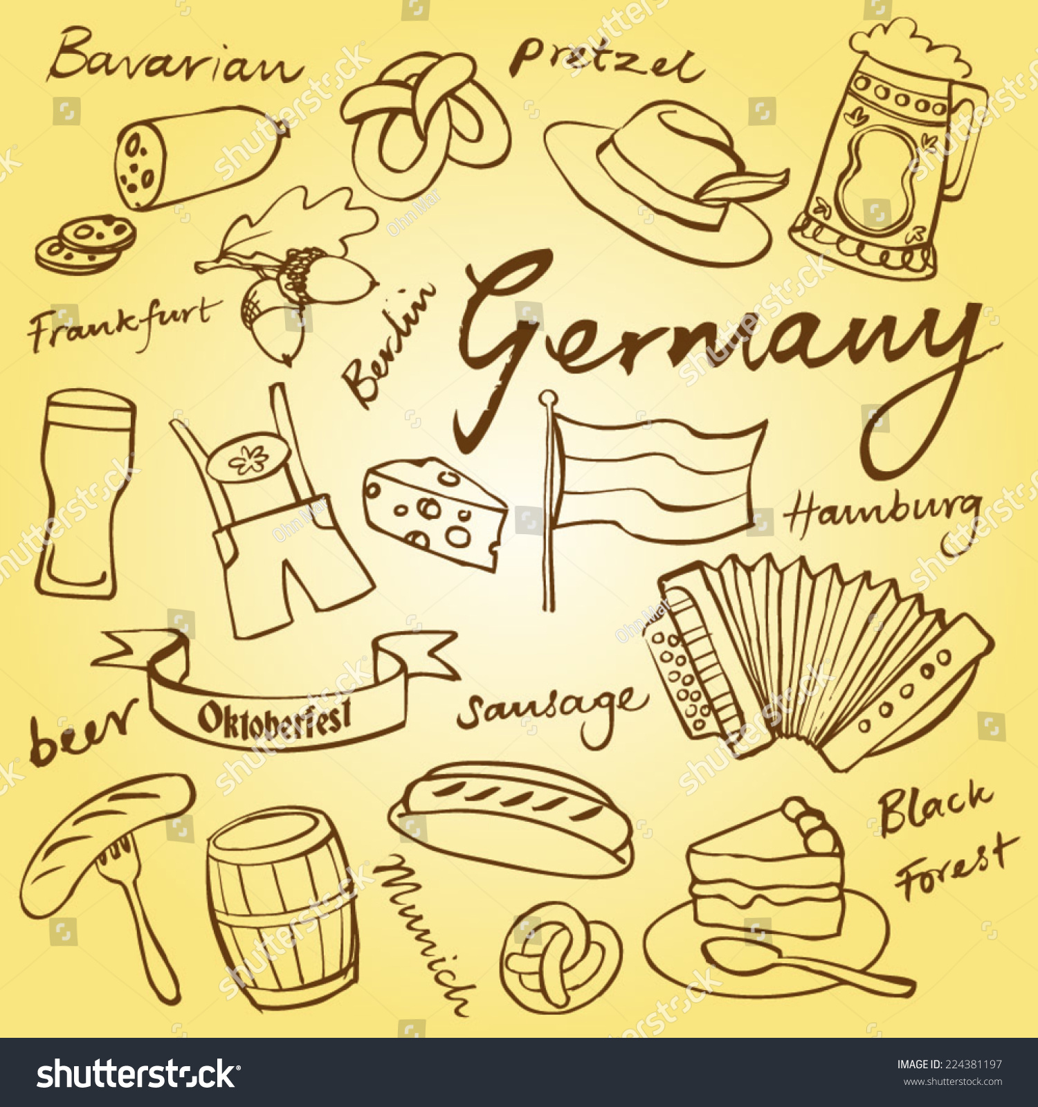 Germany Icons Doodle Set Stock Vector (Royalty Free) 224381197