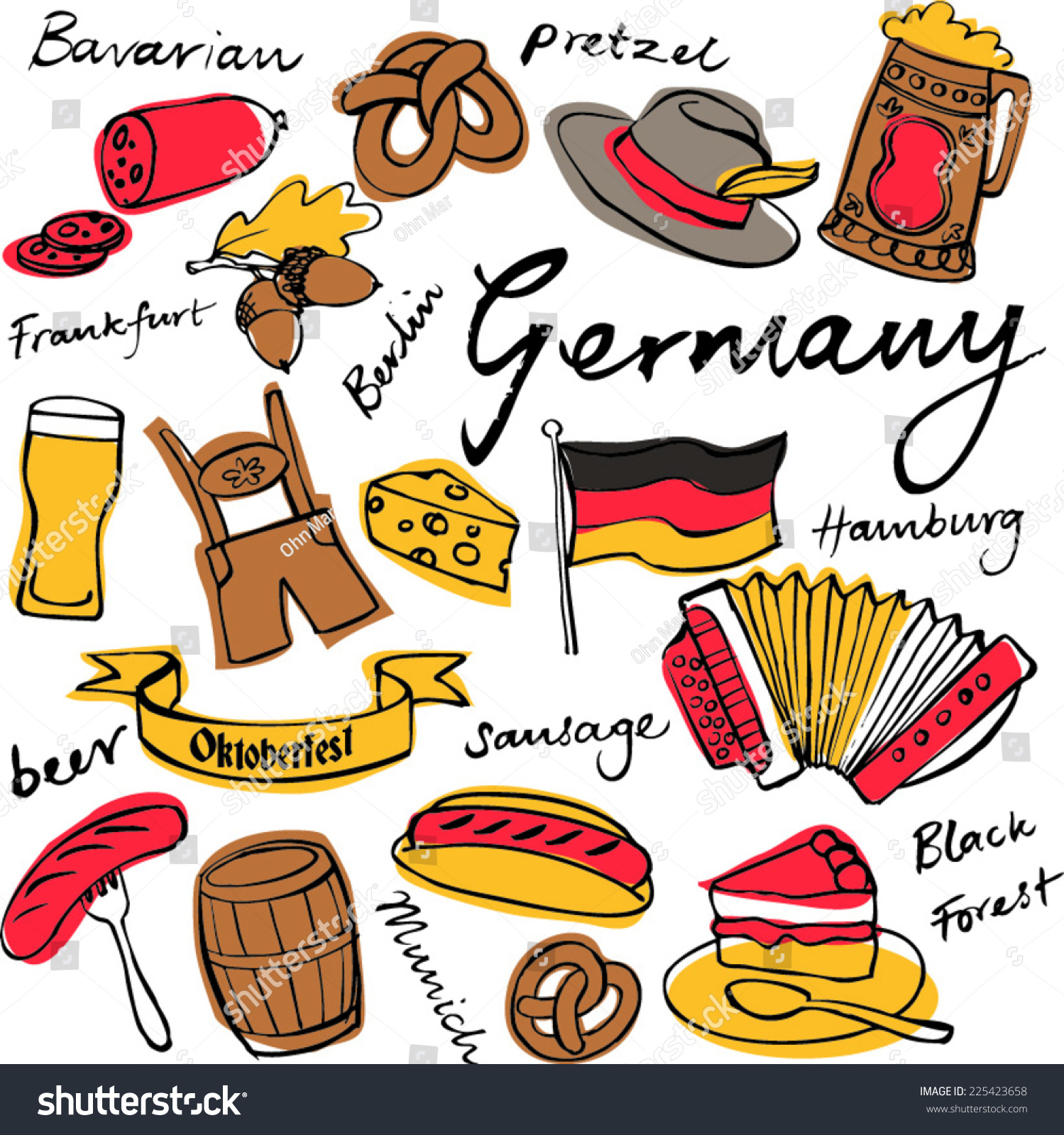 Germany Icons Doodle Set Stock Vector 225423658 - Shutterstock