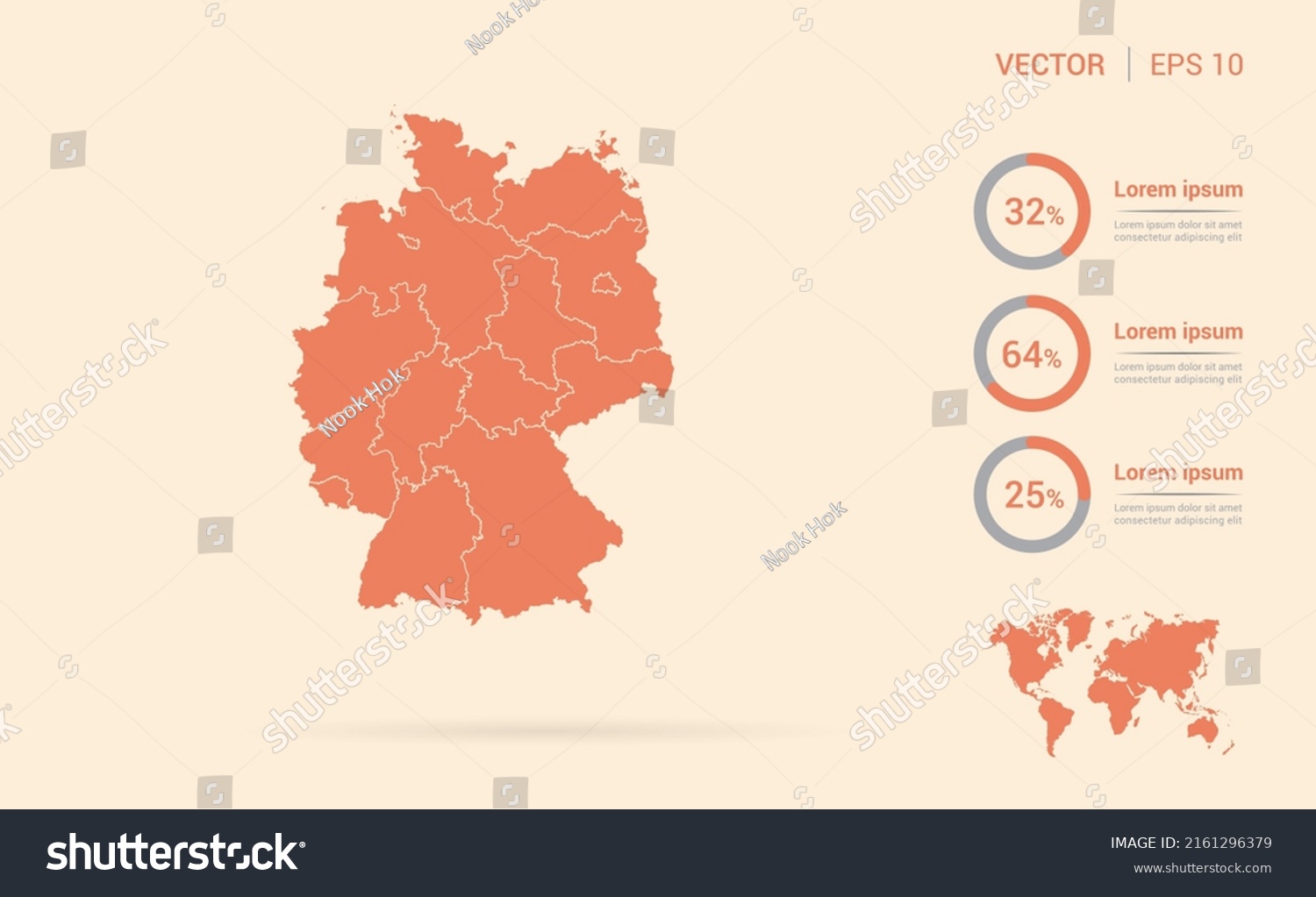 Germany Map Orange Abstract Infographic Vector Stock Vector (Royalty ...